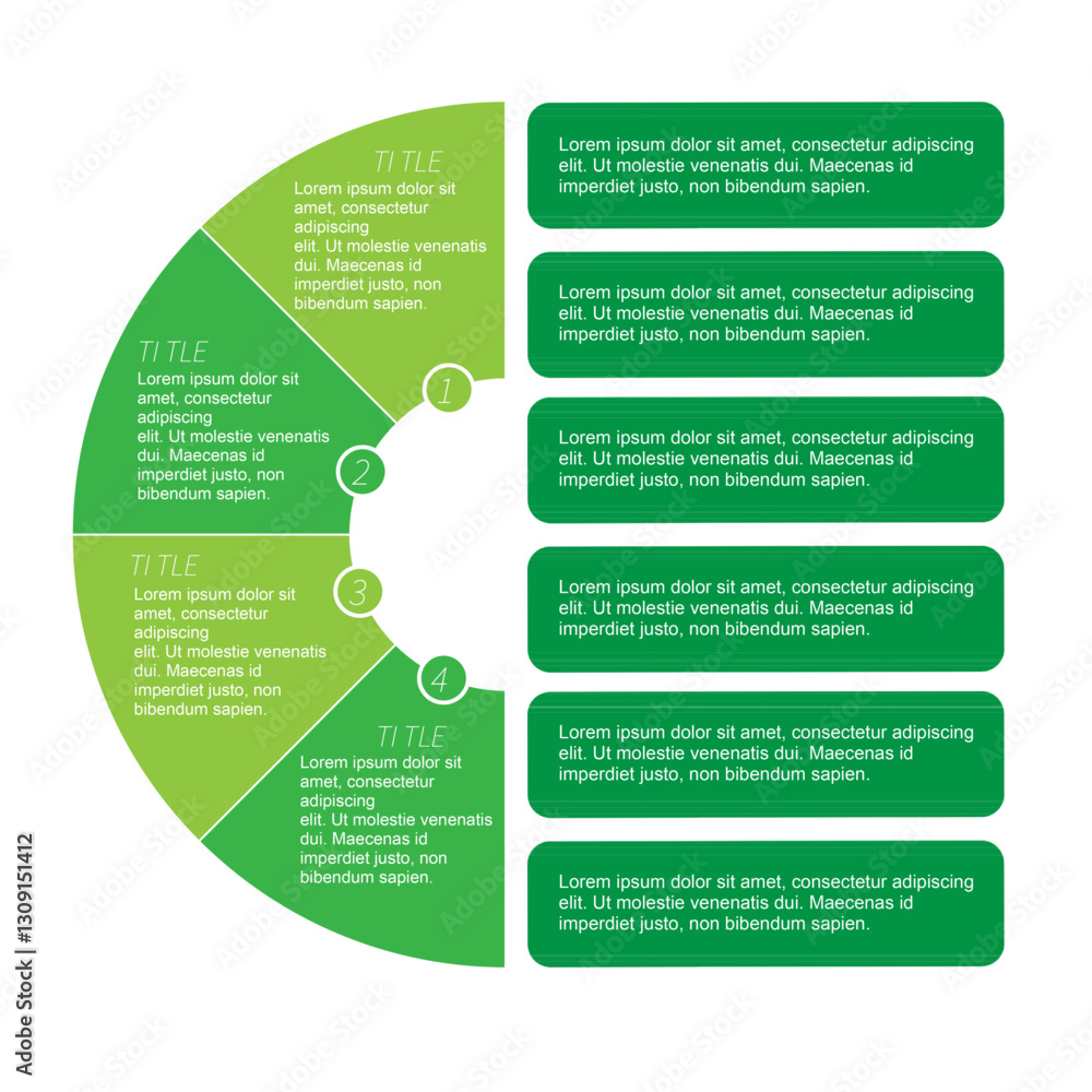 green circular flowchart and list hierarchy infographics Stock Vector ...