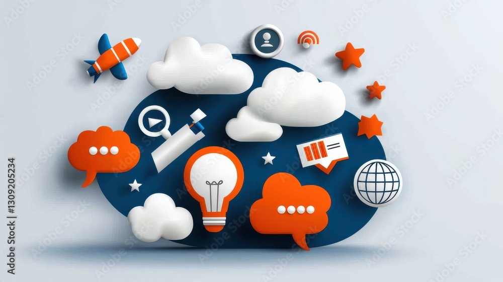 Innovative cloud based brainstorming and communication concept with ...