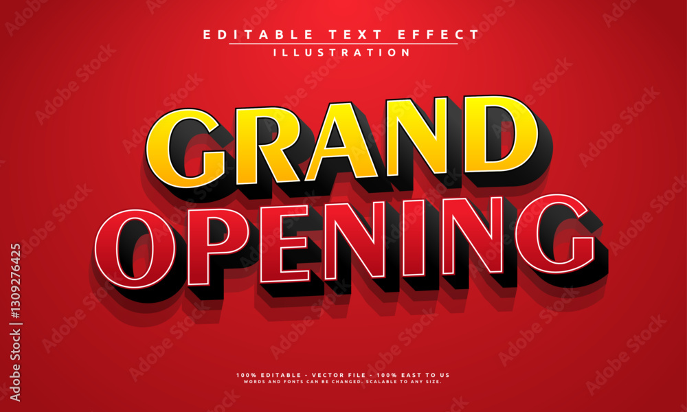 editable text effect with a bold 'Grand Opening' theme. Elegant, eye ...