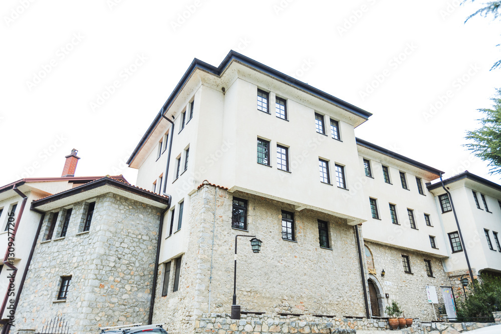 St. Naum Monastery residence near Ohrid Lake, featuring traditional ...