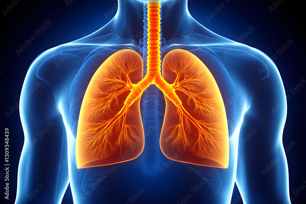 Visualization of human lungs highlighting their intricate structure and ...