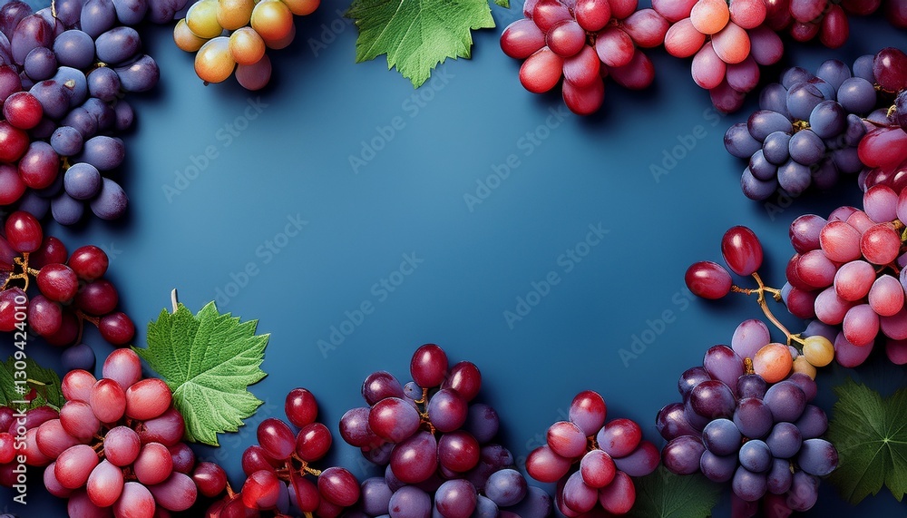 Marco de uvas rojas, realista, 4k copyspace Stock Photo | Adobe Stock