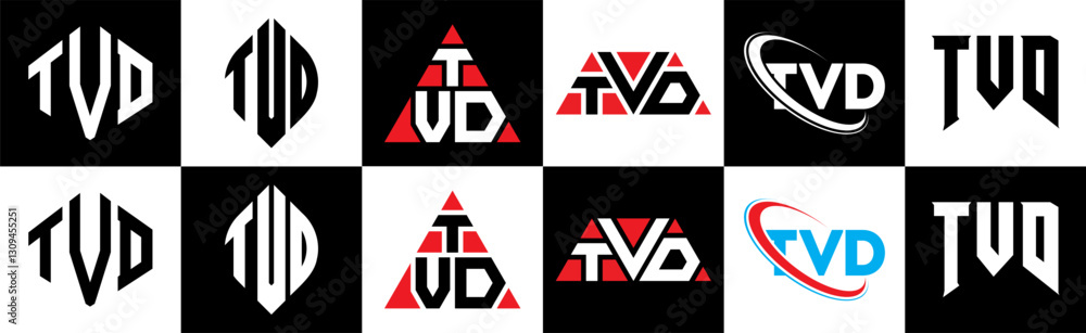 TVD letter logo design in six style. TVD polygon, circle, triangle ...