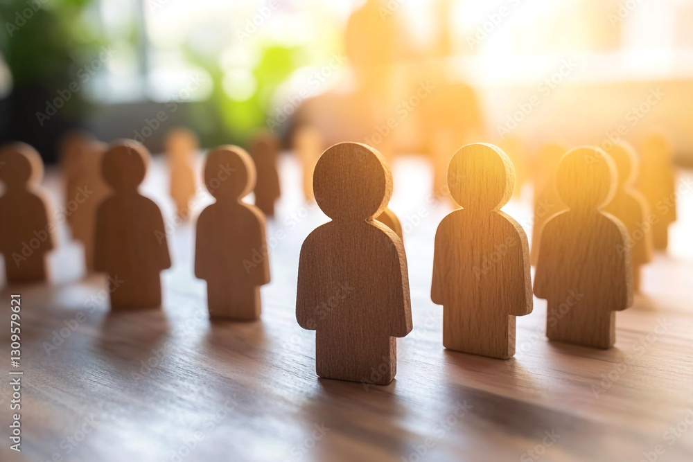 HR and business concept with a light wooden background featuring blue ...