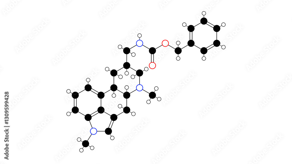 metergoline molecule, structural chemical formula, ball-and-stick model ...
