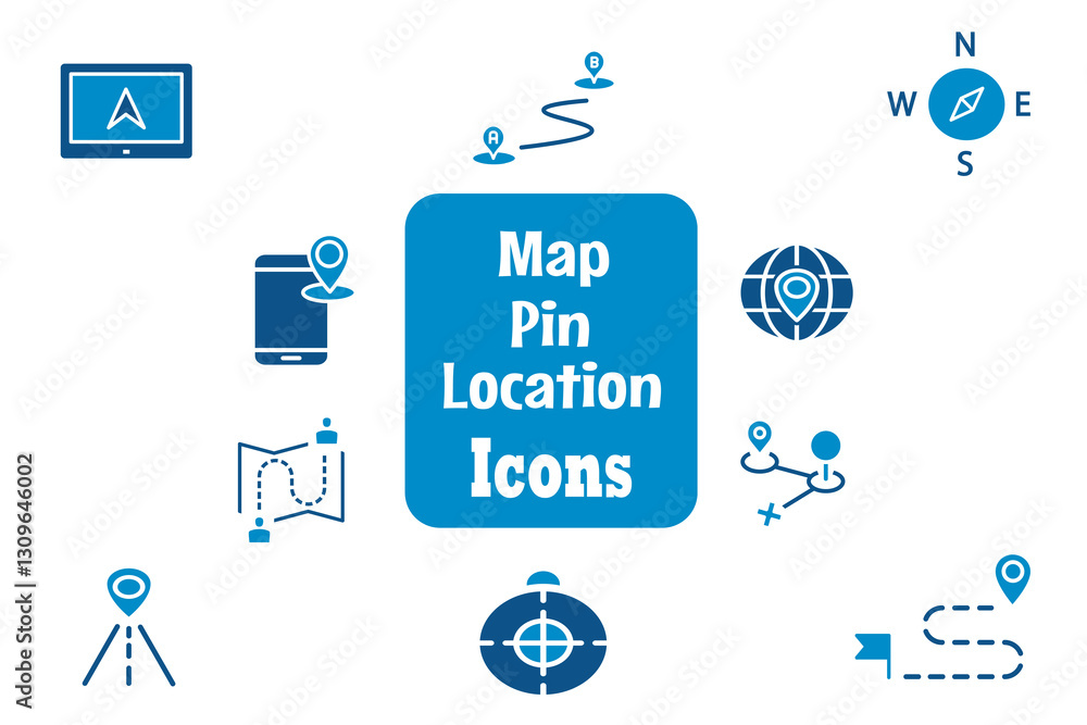 Map pin location editable icons set. Vector illustration in modern thin ...