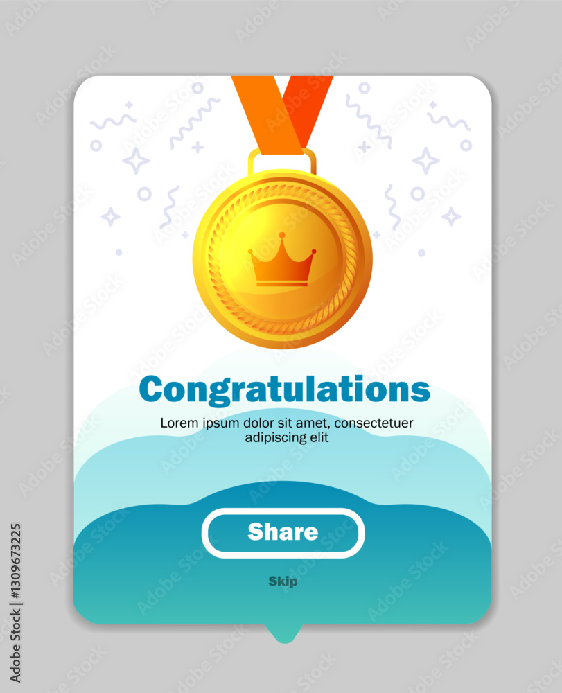 Congratulations pop up banner. Design element for website or app user ...