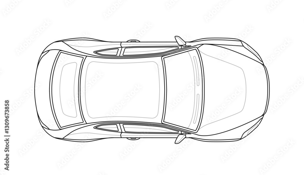 Electric car outline diagram. Hybrid car blueprint template. Blank ...