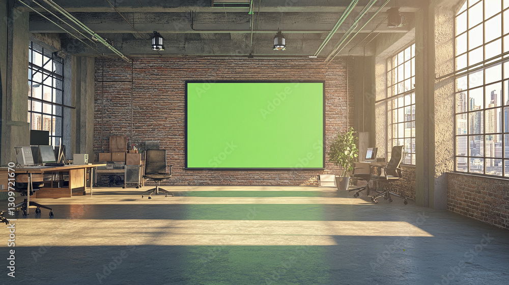 projector green screen in modern office work station meeting room ...