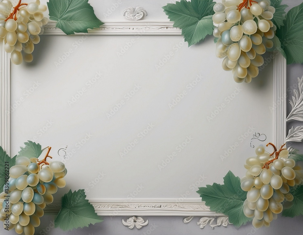 Marco de uvas blancas, fondo blanco, realista, 4k copyspace Stock Photo | Adobe Stock