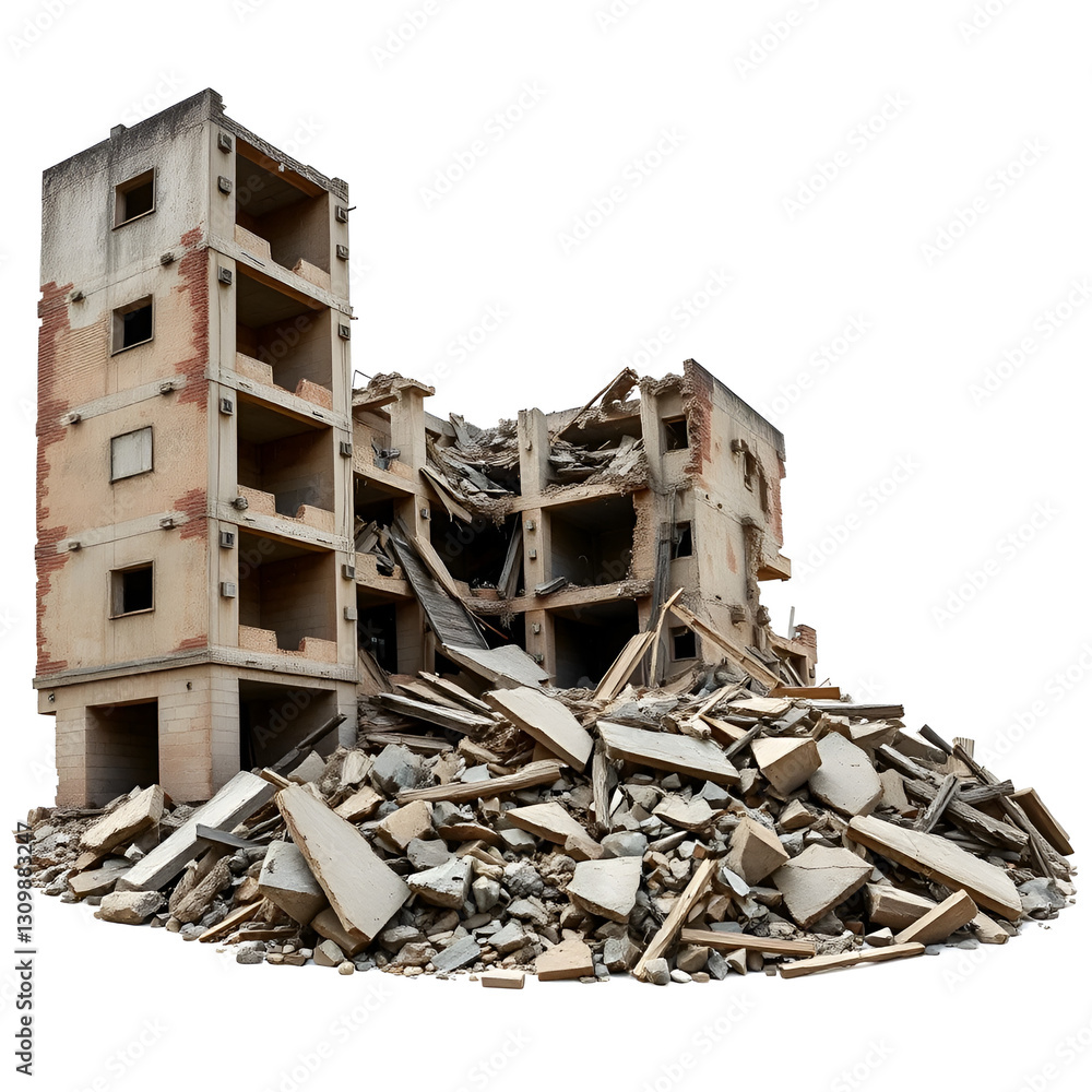 Collapsed Building Rubble PNG Transparency Isolated Image Stock Photo ...