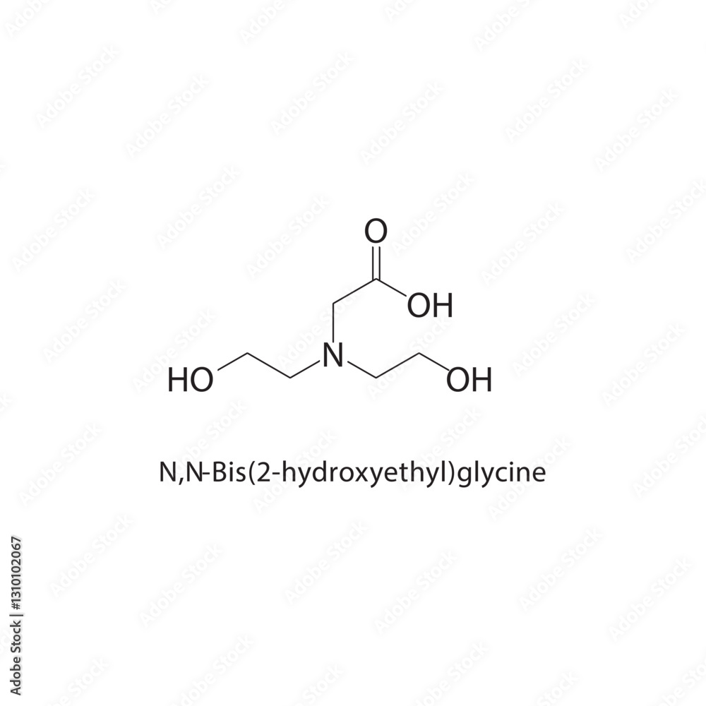 N,N-Bis(2-hydroxyethyl)- glycine skeletal structure .Aliphatic amine ...