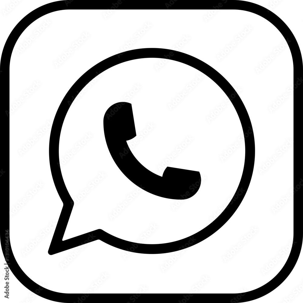 WhatsApp Logo - Outline Vector Social Media Icon of the Messaging App ...