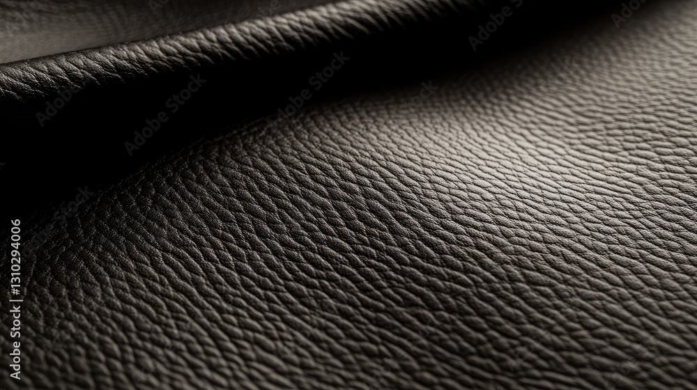 Textured leather folds, detailed close-up. Surface of hide is visible ...