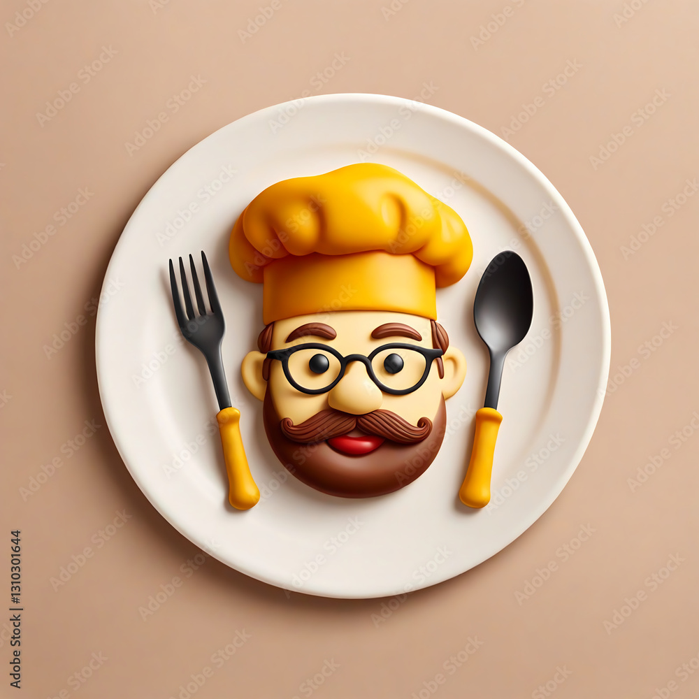 3D Chef Logo with Fork and Plate Elegant Culinary Design Perfect for ...