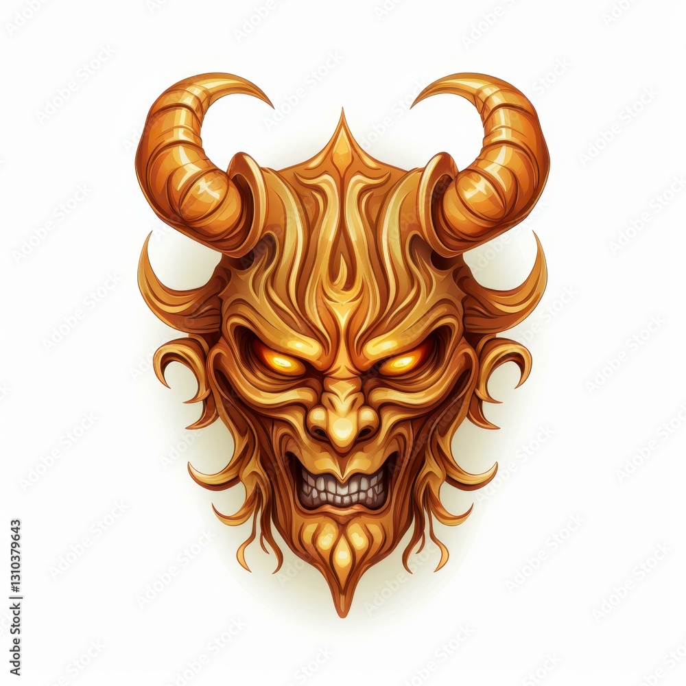 Explore the allure of a devil mask featuring sharp horns and a chilling ...