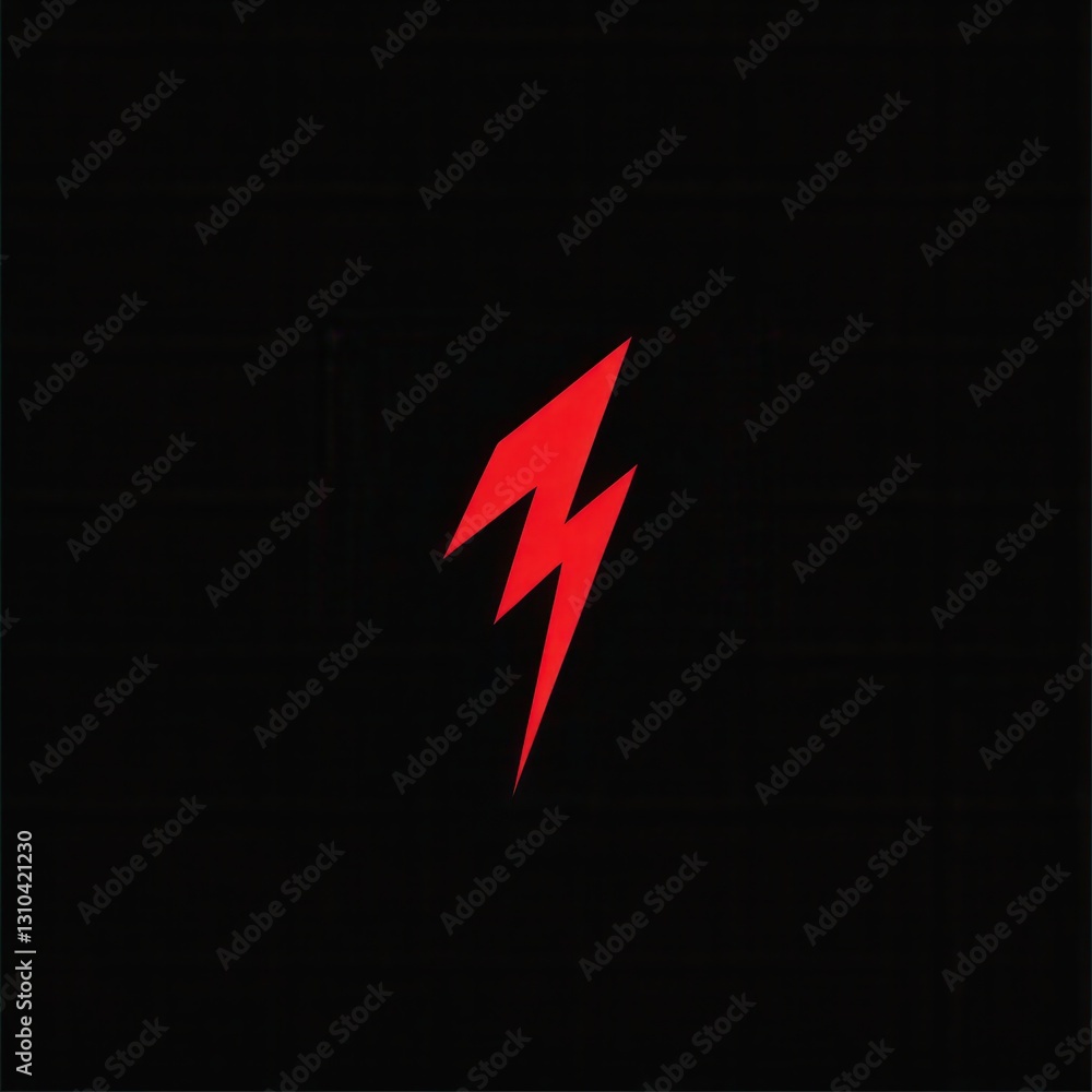 Minimalist design featuring a bold red lightning bolt against a stark ...
