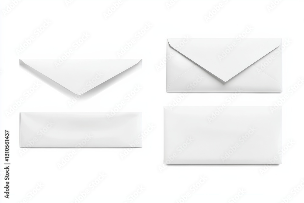 Standard 10 envelope with flap in front and back views isolated on ...