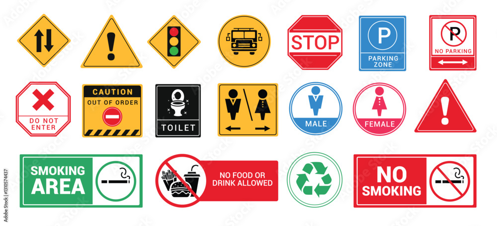 Warning signs icon clipart set. Warning signages and symbols for ...