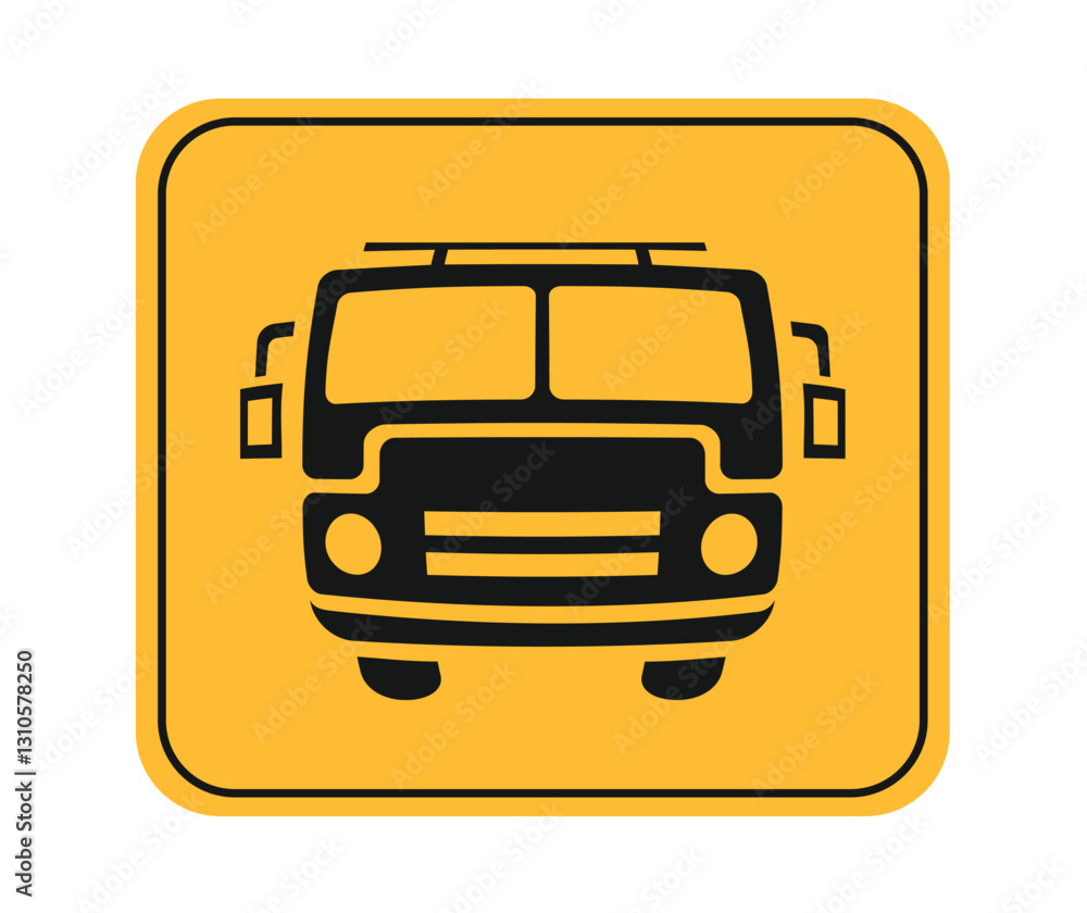 Bus stop sign icon clipart. Bus stop symbol in yellow signboard clip ...
