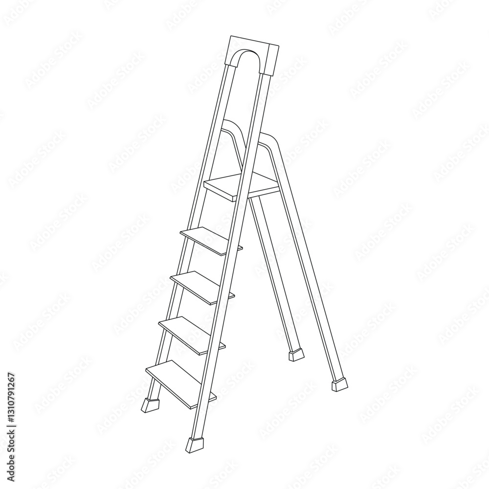 Hand drawn kids drawing vector illustration portable alumunium step ...