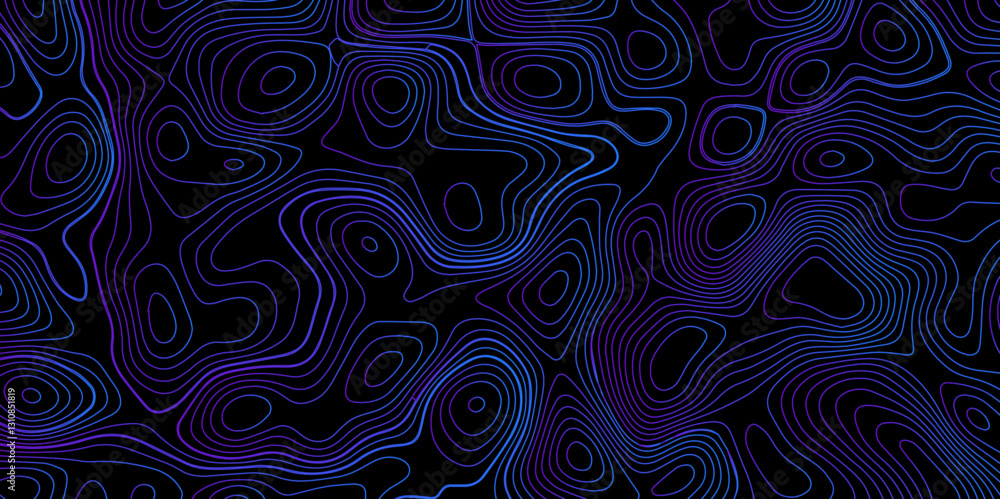 Abstract outline topographic contour map background. Dark texture ...