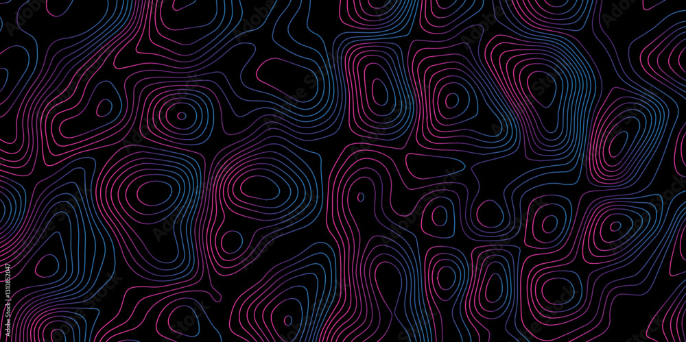 Abstract outline topographic contour map background. Dark texture ...