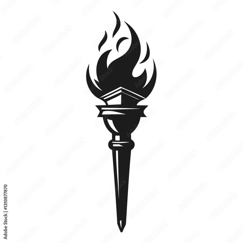 Vector de Stock Torch Clipart Black Silhouette | Detailed Hand-Drawn ...
