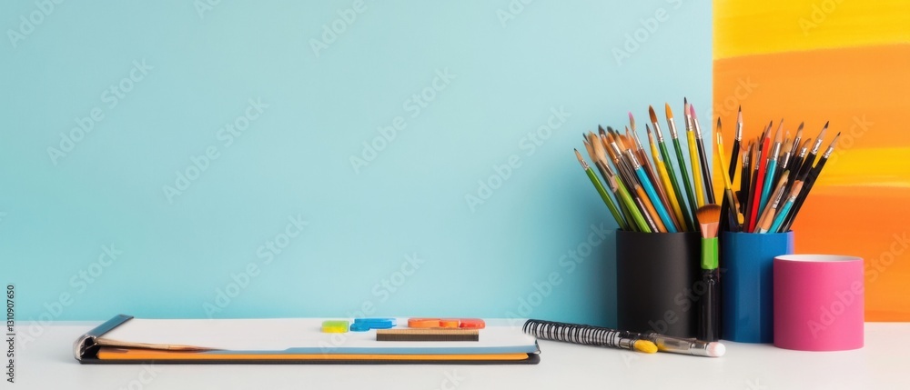 Minimalist Creative Workspace Vibrant Digital Design Studio Setup with ...