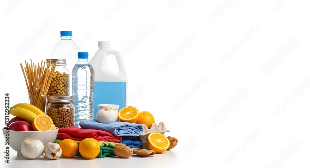 Assorted Groceries and Household Essentials Grouped in an Organized ...