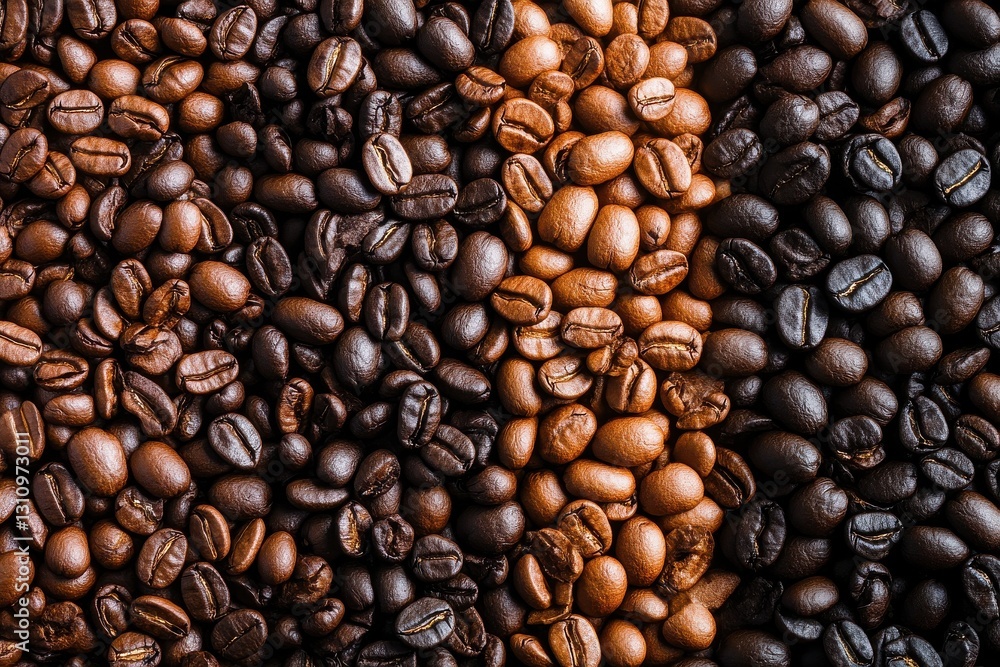 Variety of coffee beans displayed in an artistic arrangement showcasing ...