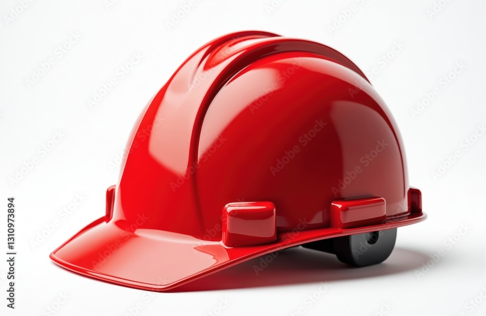 Red hard hat isolated on white background. Safety helmet for builder to ...