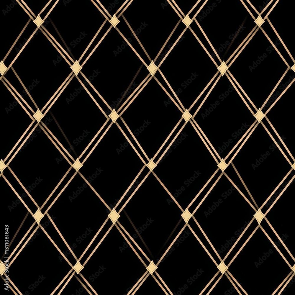 Luxurious black and gold background showcasing a beautiful diamond grid ...