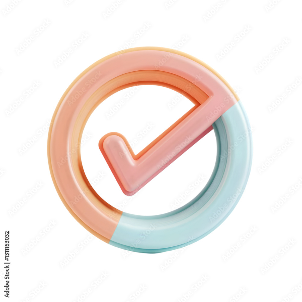 A modern checkmark symbol in pastel colors representing validation ...