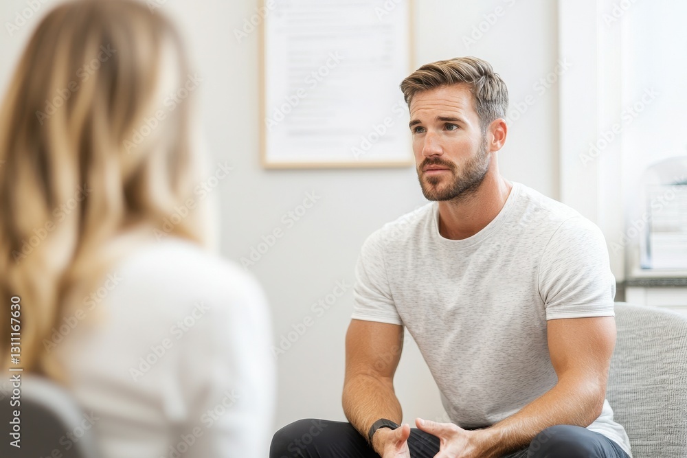 Professional therapist conducting cognitive behavioral therapy session ...