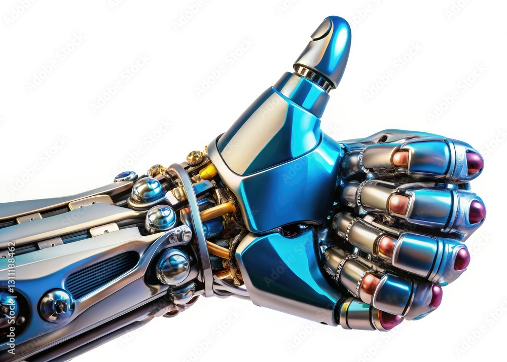 Macro Robot Hand Thumbs Up, Close Up Robotic Finger, Detailed ...