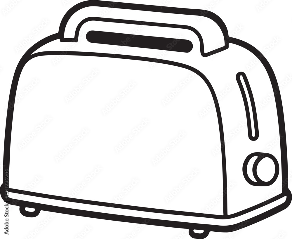 electric toaster oven line art, black outline, vector and illustration ...