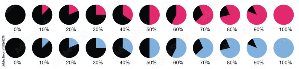 Percentage circle graph isolated on white, percentage diagram or ...