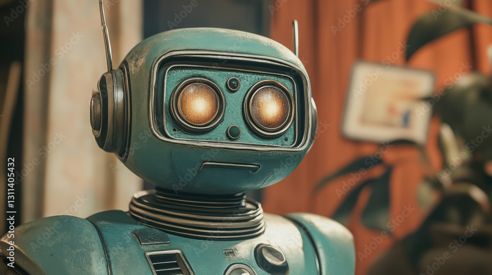 [BAB] å_Retro alien space robot face closeup 1960s 1950s style vintage ...