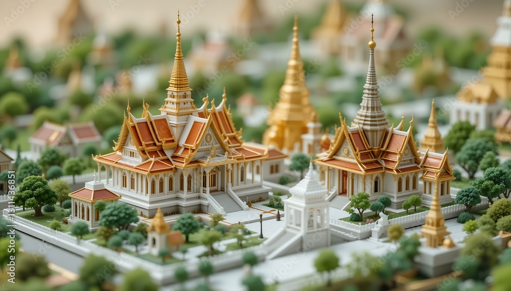 Stunning Architectural Model: Thai Temples & Royal Palace Diorama Stock ...