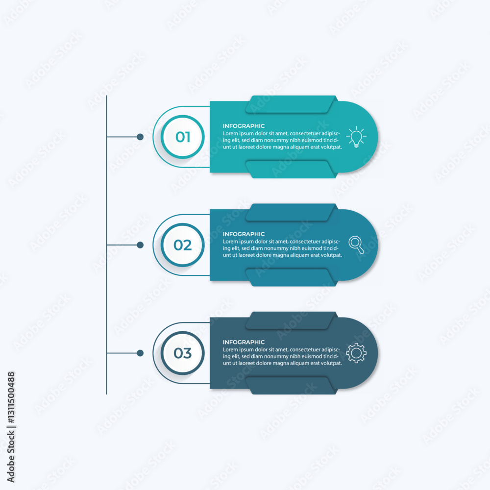 Business infographic template. 3 Step timeline journey. Process diagram, 3 options on white ...