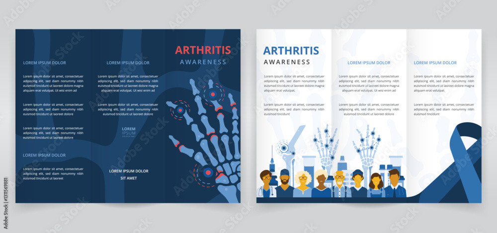 Arthritis awareness trifold brochure, pamphlet or triptych leaflet ...