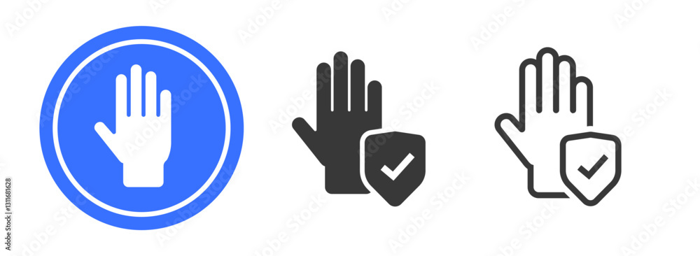 Hand stop icon as personal boundaries privacy secure limit sign symbol ...