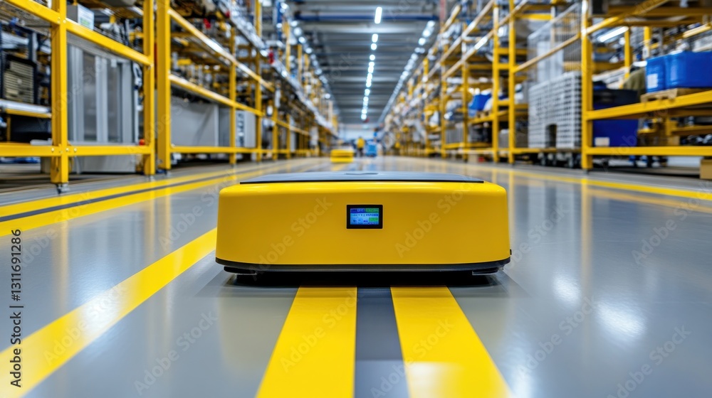 Autonomous Mobile Robot (AMR) Navigating a Modern Warehouse Stock Illustration | Adobe Stock