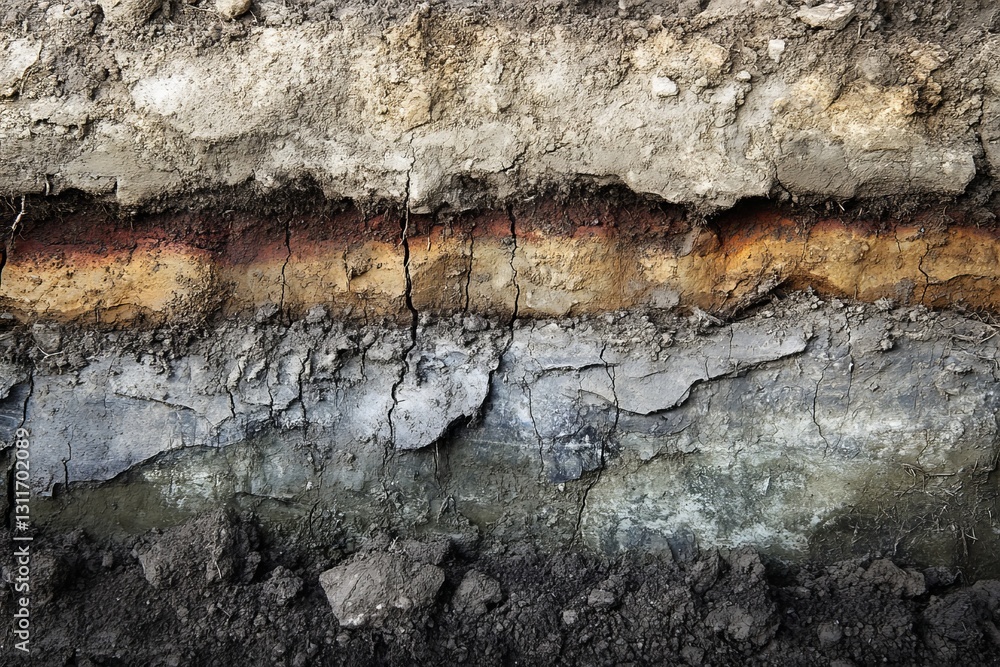 Layered Earth Soil Texture Background Brown Gray Clay Ground Cross ...