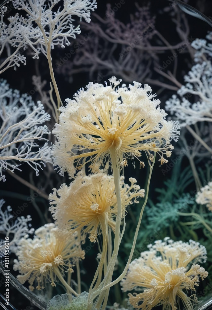 Ilustración de Stock Macroscopic view of Aspergillus conidiophores with ...