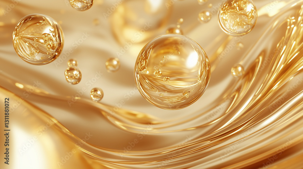 Gold energy ball, spiral light effect, transparent glass ball，glossy ...