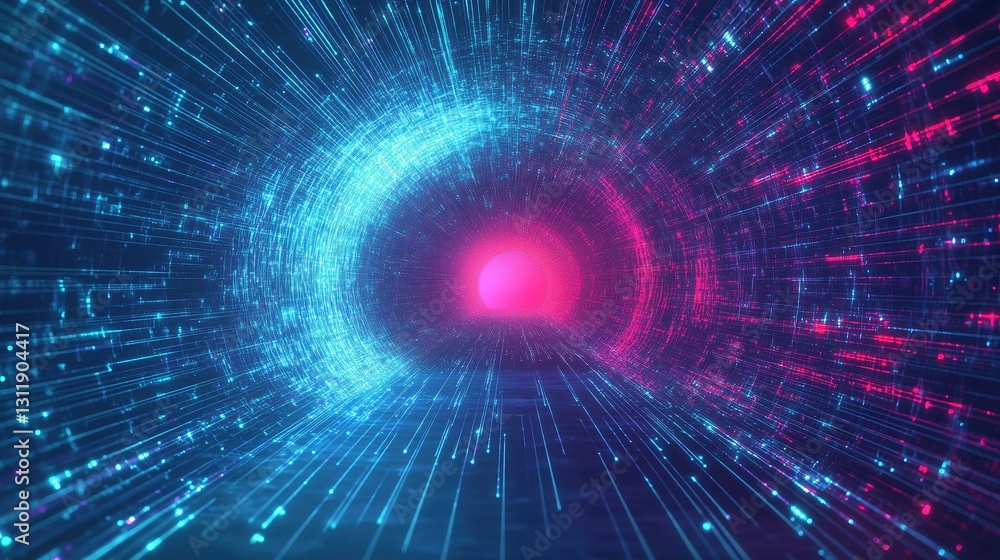 Glowing fiber optic light background in red and blue colors ...