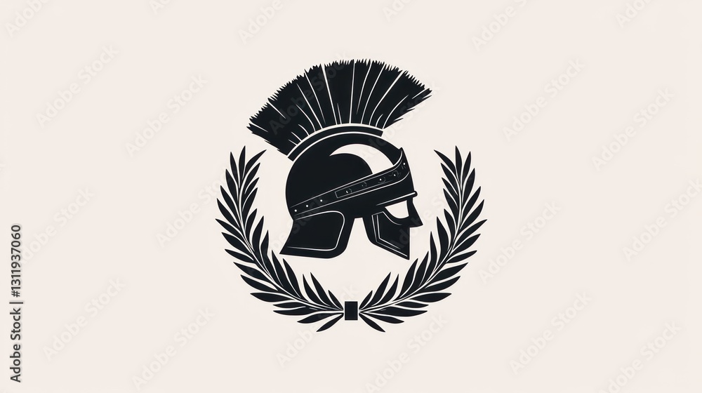Roman helmet emblem, laurel wreath, historical, symbol, graphic design ...
