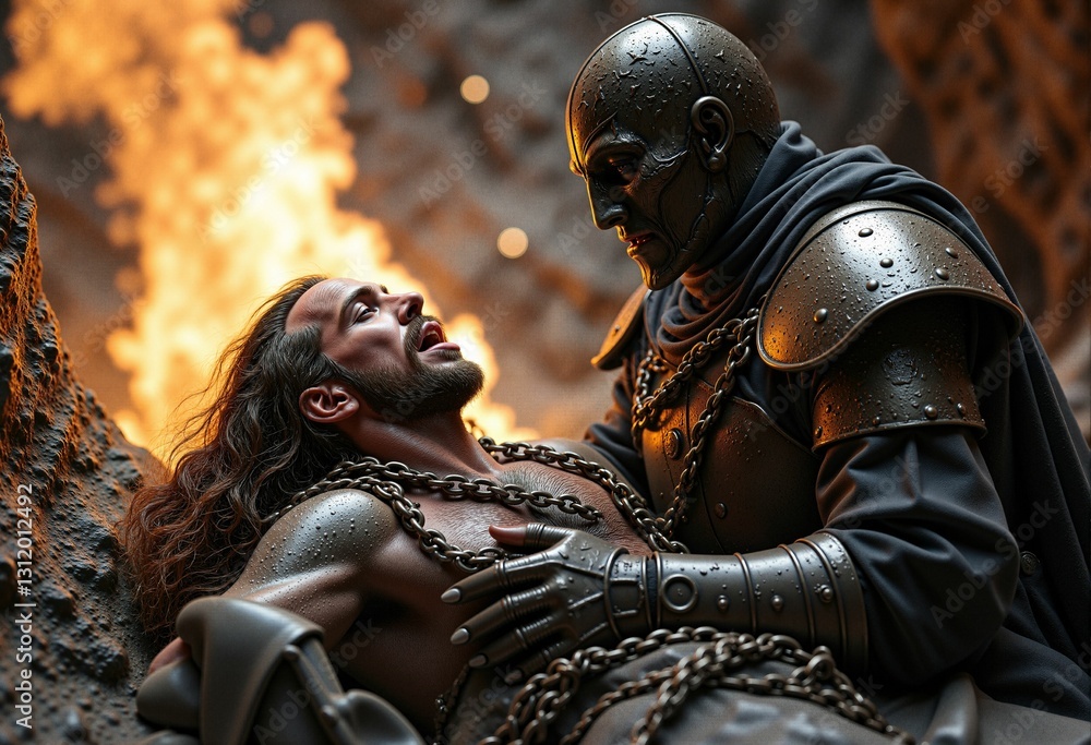 Dark warrior defeating enemy in brutal combat scene for gothic novels ...